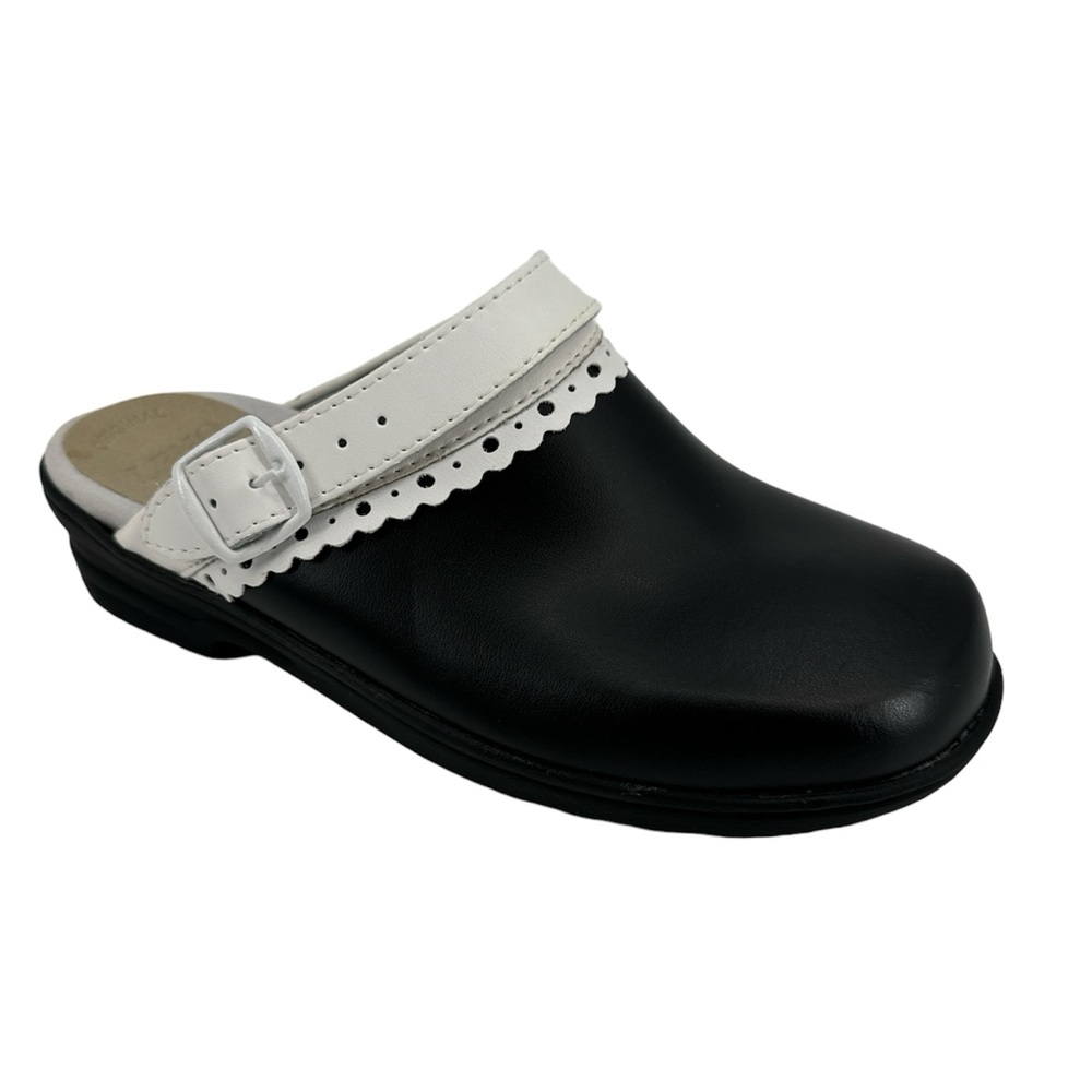 Cape Clogs Black & White Amelia Leather Clogs Size Eu… - Gem